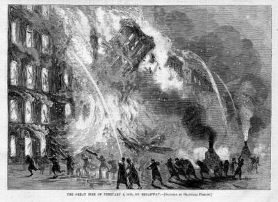 FIREFIGHTING ANTIQUE STEAM FIRE ENGINE HOSE BROADWAY FIRE 1876 FIREMEN ...