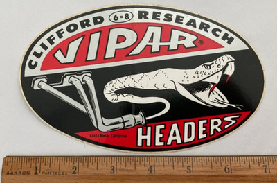 VIPAR HEADERS Clifford Research Costa Mesa - Orig. Vintage Racing Decal ...