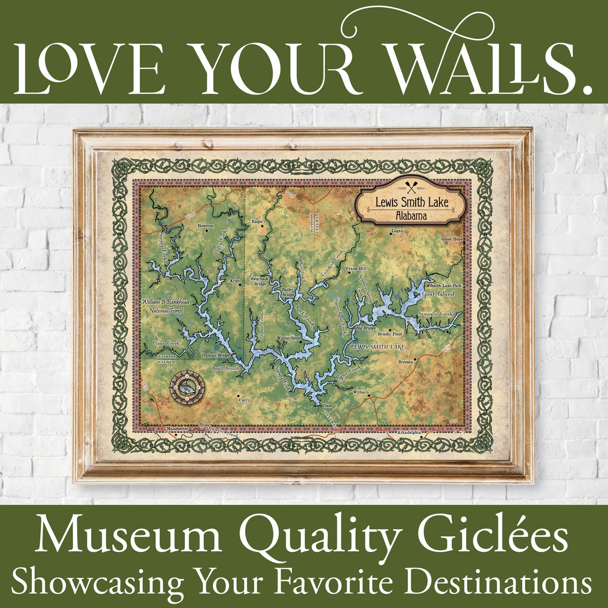 Lewis Smith Lake Alabama Fishing Map Sipsey Fork Drainage, Including