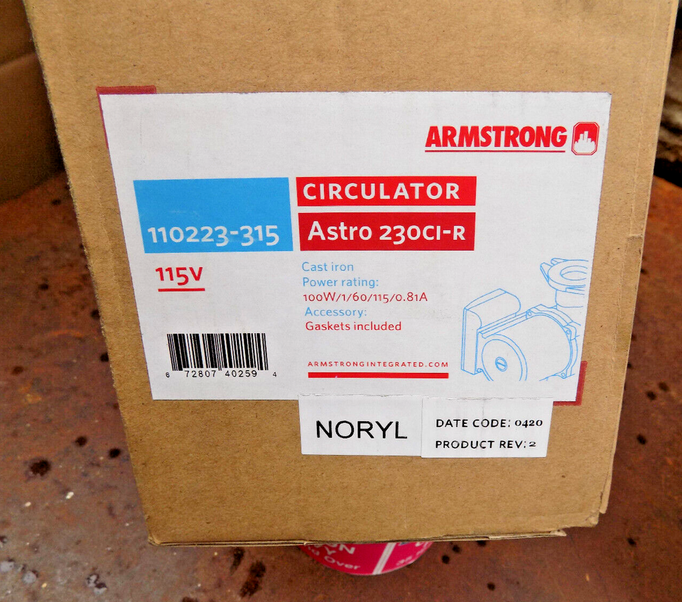 Armstrong Astro-230CI-R 3-Spd Cast Iron Circulator w/ Check Valve, 0-18 ...