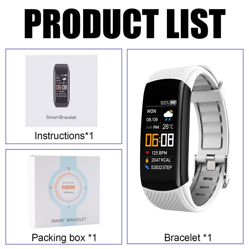 Fit@bit Smart Watch Activity Tracker Fitness Watches Heart Rate Monitor ...
