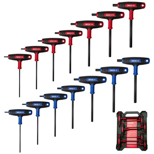 14PCS T Handle Allen Wrench Set, Metric & SAE Hex Key Set, Long Arm Hex ...