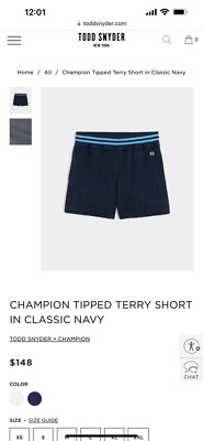 Todd Snyder Champion Terry Shorts, Navy Blue | eBay