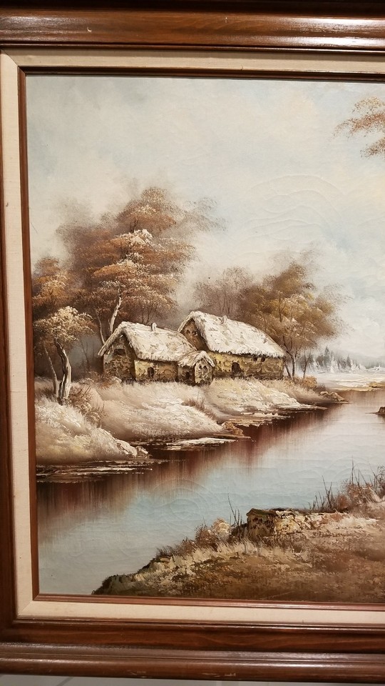 C Inness Signed Orig. Oil Painting Woodland Landscape, River, Woman ...