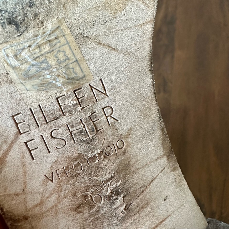 EILEEN FISHER Hutton Heeled Sandals Womens Sz 6.5 Metallic Gold Ankle ...