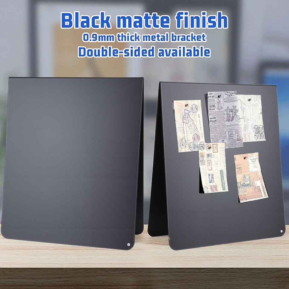 Desk Bulletin Board Black Matt Powder Coated Double Sided Tabletop ...
