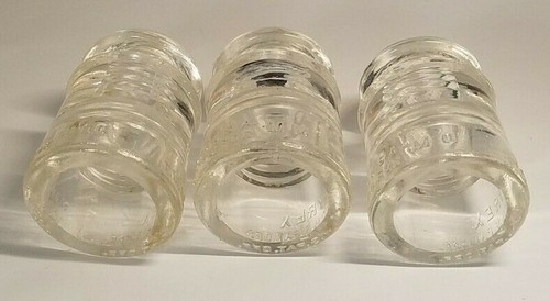 Vintage Corning Pyrex Glass Insulator CD 128 Lot of 3 Clear 4" tall 2 3 ...
