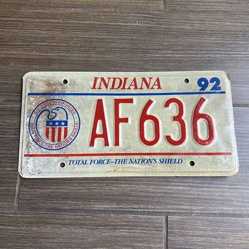 Vintage 1992 Indiana U.S. Reserve Forces License Plate Tag military ...