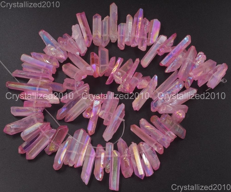Metallic Titanium Coated Natural Quartz Crystal Stick Spike Pointed ...