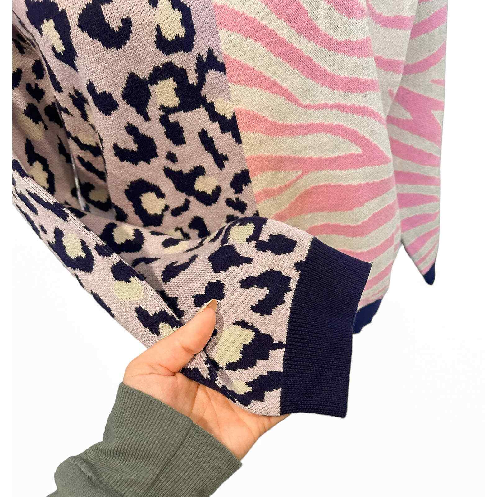 THML Too Wild Colorblock Mixed Print Sweater - Gem