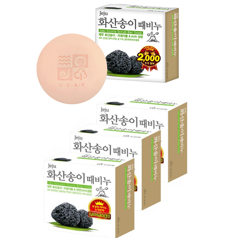 MUGUNGHWA Korea Exfoliating Body Scrub Bar Soap [Jeju Scoria] 100g x4EA ...