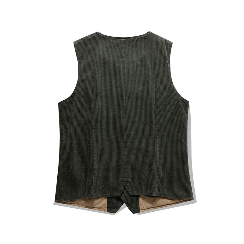 Retro Mens Corduroy Suit Vest Railroad Casual Multi-pockets Waistcoat ...