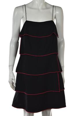 Magaschoni Collection Womens Dress Size 4 Black Pink Shift Tiered Short ...