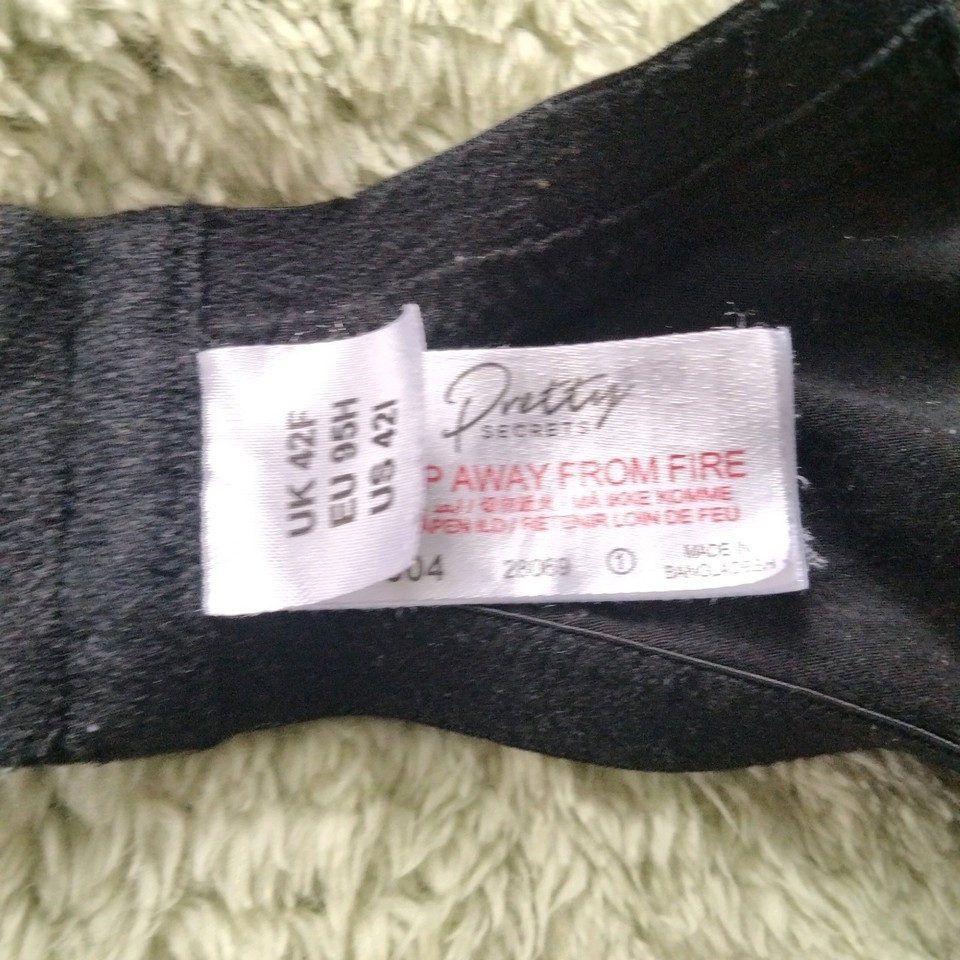 Black Bra 42F Underwired Full Cup Pretty Secrets | eBay UK