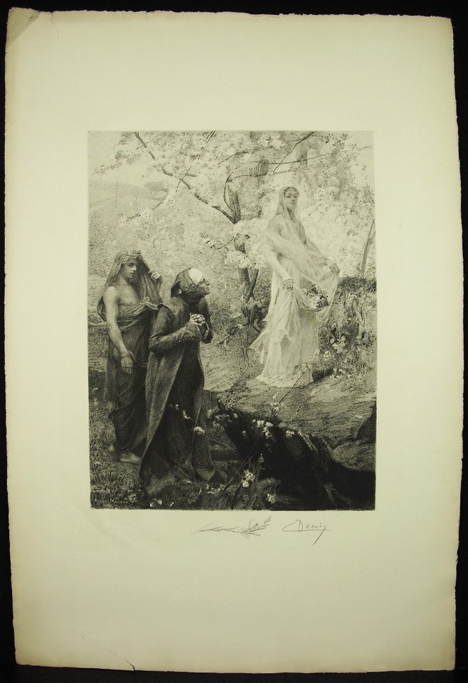 Dante rencontre Mathilda d'après Albert Pierre René MAIGNAN eau forte ...