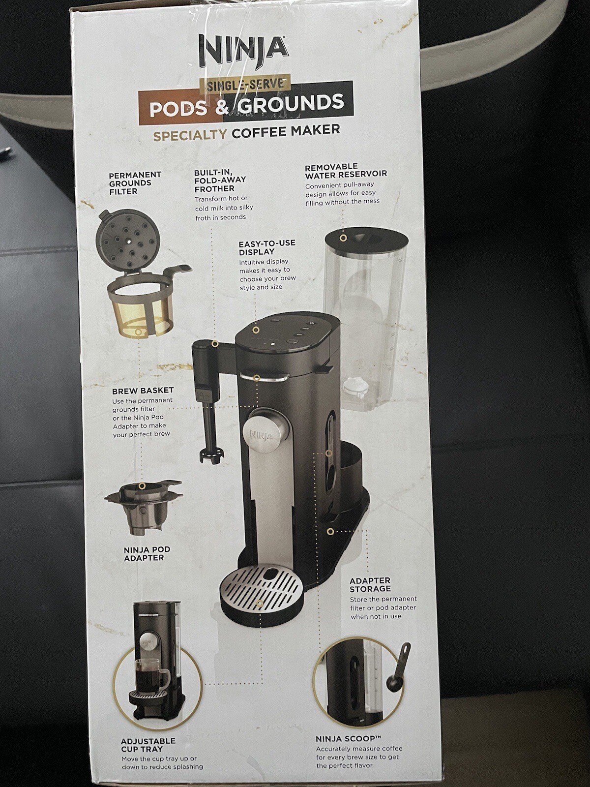 Ninja PB040 Pods and Grounds Single-Serve Coffee Maker Hot or Iced Brew ...