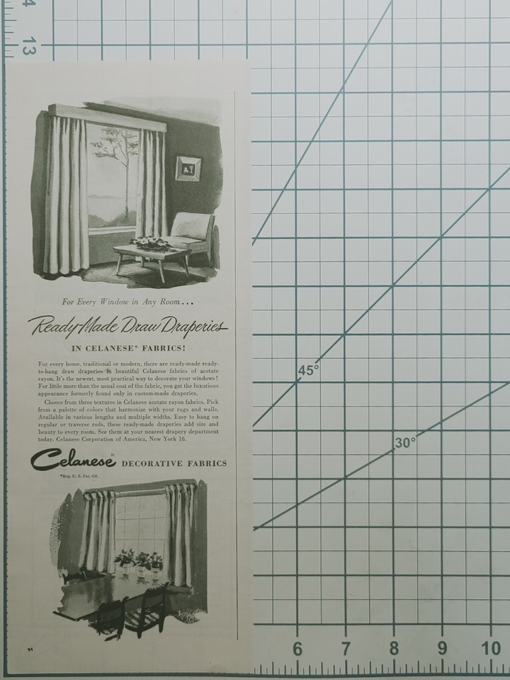 Celanese Ready-Made Draw Draperies Every Window Any Room Vintage Print ...