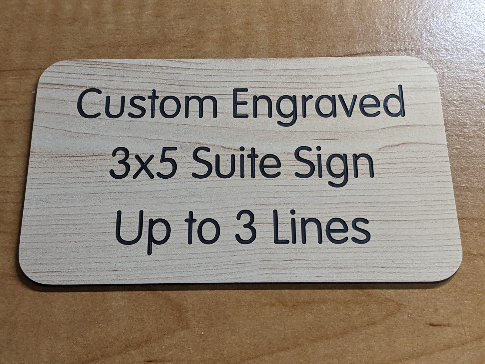 Custom Engraved 3x5 Birch Woodgrain Sign | Home Office Suite Wall Door ...