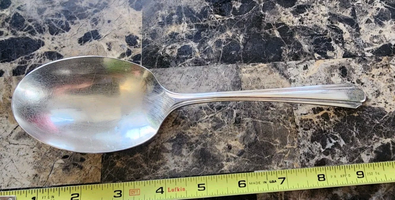 WM A ROGERS ART DECO c1932 OLYMPIA SILVERPLATED "8 7/8" CASSEROLE SPOON ...