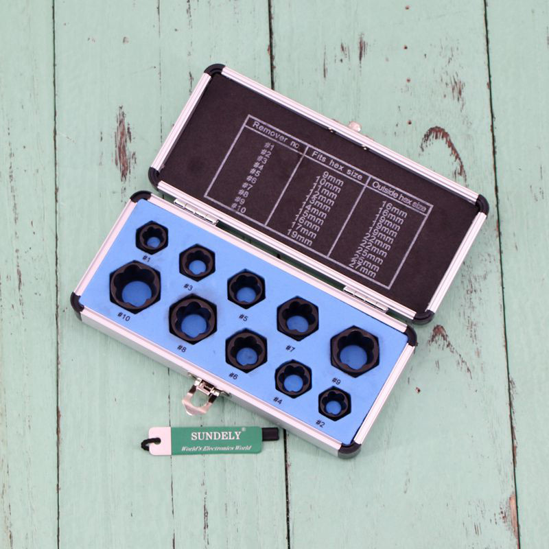 9-19mm Damaged Rounded OFF Bolt Nut Removal Tool Set Broken Nut ...