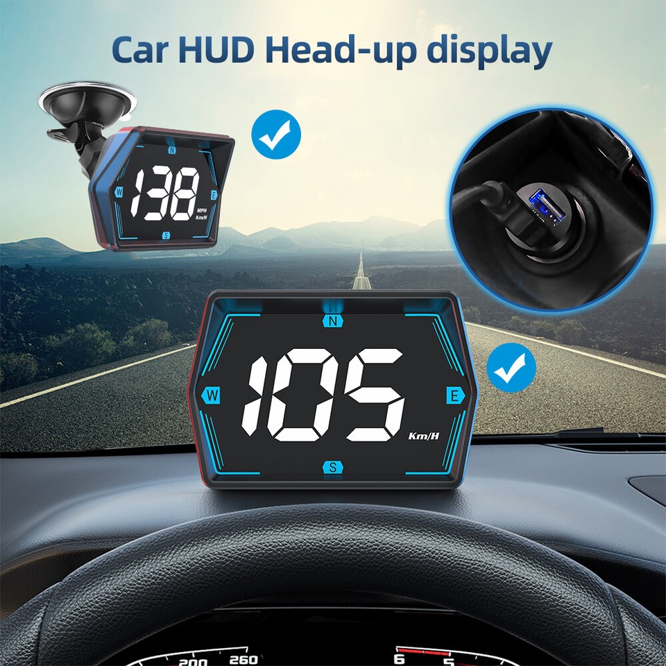 Universal Digital Speedometer GPS Car HUD Head Up Display MPH Overspeed ...