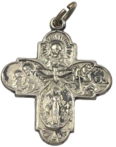 Vintage Catholic 5 Way Cross Silver Tone Medal | eBay