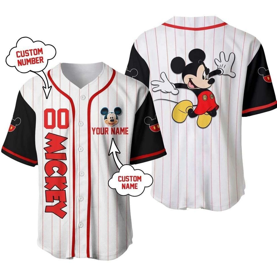Chilling Mickey Mouse Custom Baseball Jersey, Persona… - Gem