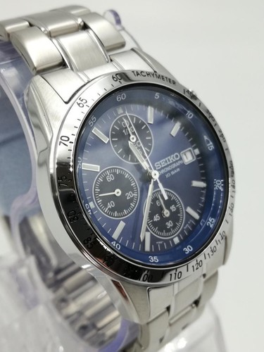 SEIKO SPIRIT SBTQ071 Blue Silver Chronograph Men's Watch in Box New | eBay