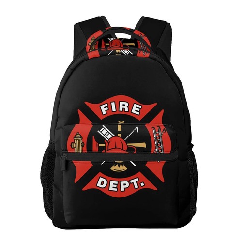 Firefighter Fire DEPT. Logo Rescue Pattern Casual School Backpack Bag ...