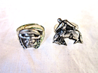 Lot of 2 Vintage Aluminum Cowboy / Western Theme Toy Kids Premium Rings ...