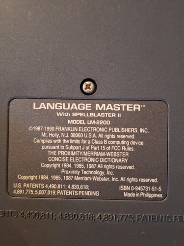 Franklin Language Master Dictionary Thesaurus LM 2200 - TESTED Words ...