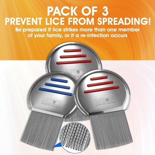 Lice Combs - (Pack of 3) Head Lice Treatment Comb that's Individually ...