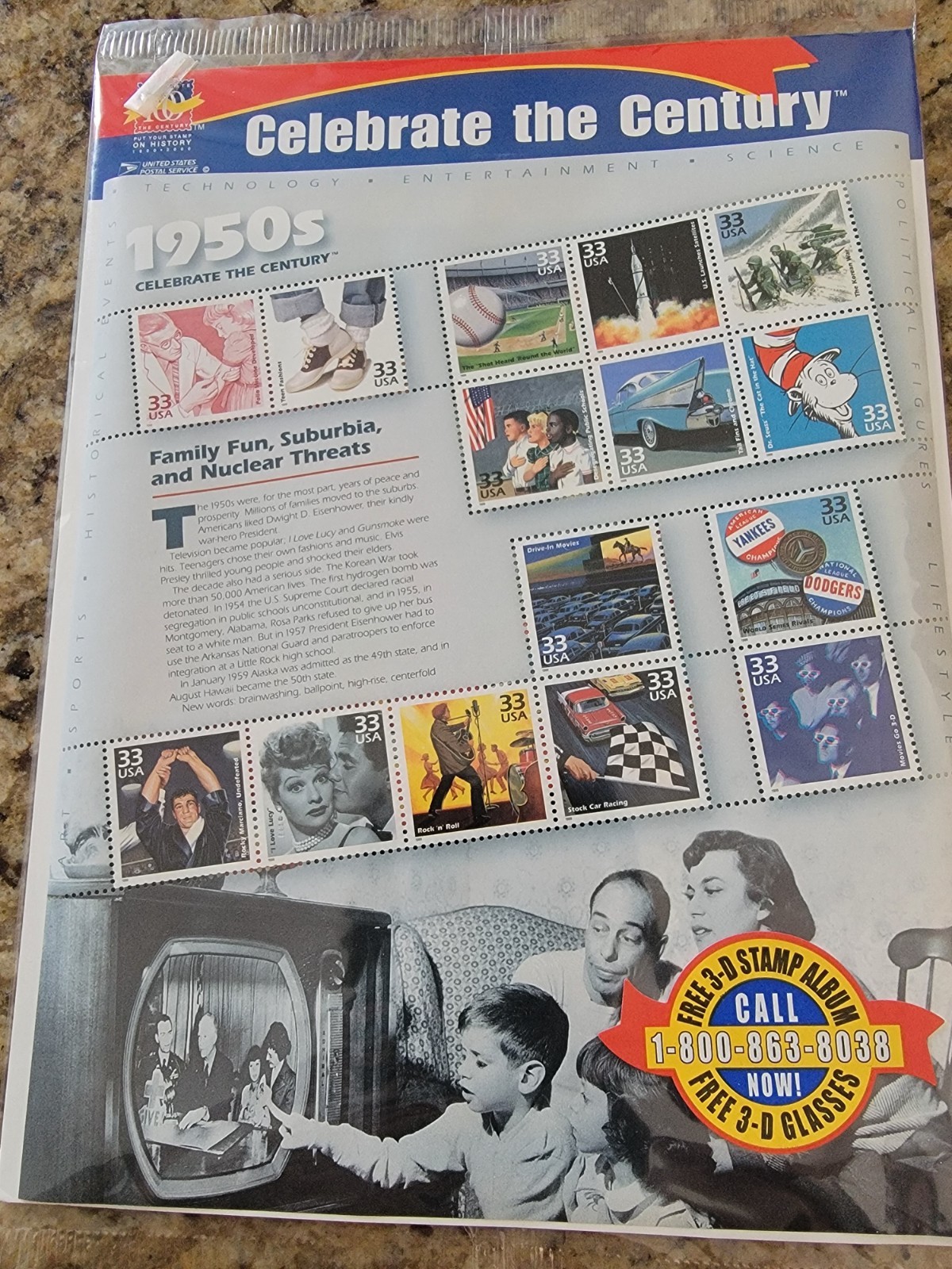 Celebrate the Century 1950s, 33 Cent, Factory Sealed, MNH, Ships Free ...