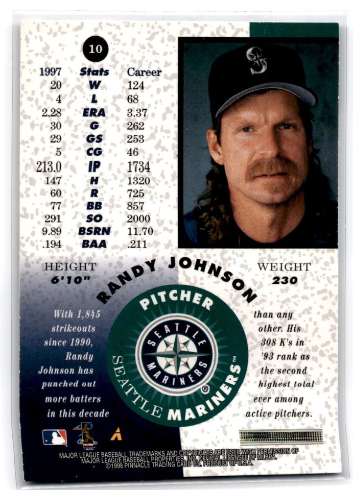 1998 Pinnacle Mint Collection Randy Johnson Seattle Mariners #10 | eBay