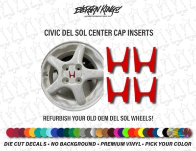 CIVIC DEL SOL Si Center Cap H OEM Wheel Rim Decal Inserts for Civic CRX ...