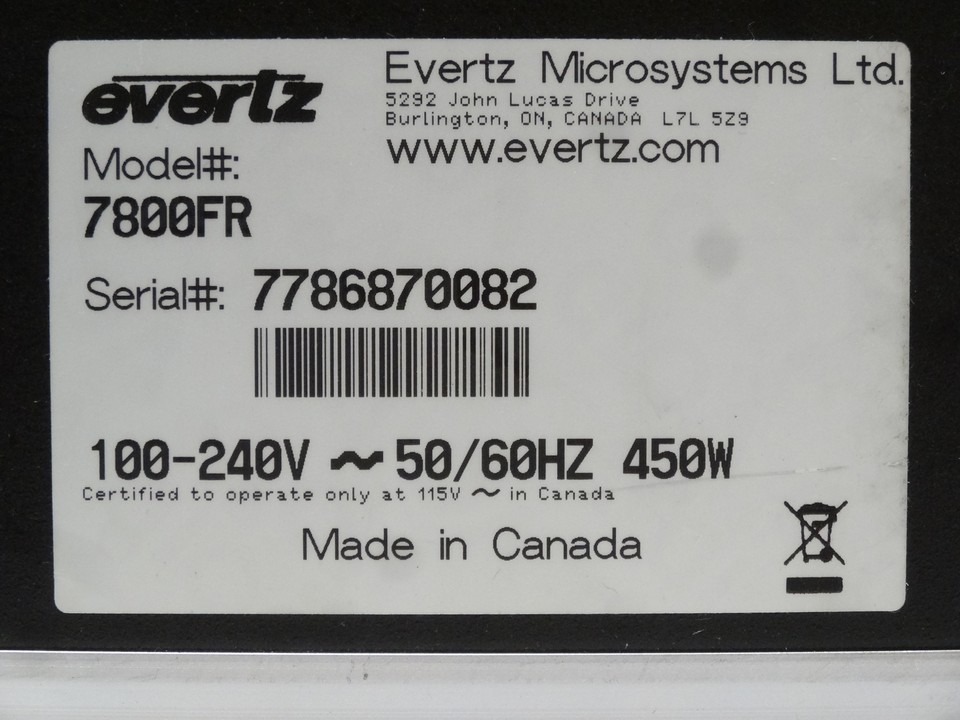Evertz 7800FR MultiFrame with Eight 7700DA-AESB Equalizing Balanced AES Cards | eBay