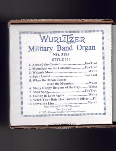 WURLITZER STYLE 125 BAND ORGAN MUSIC ROLL NO. 3195 | eBay