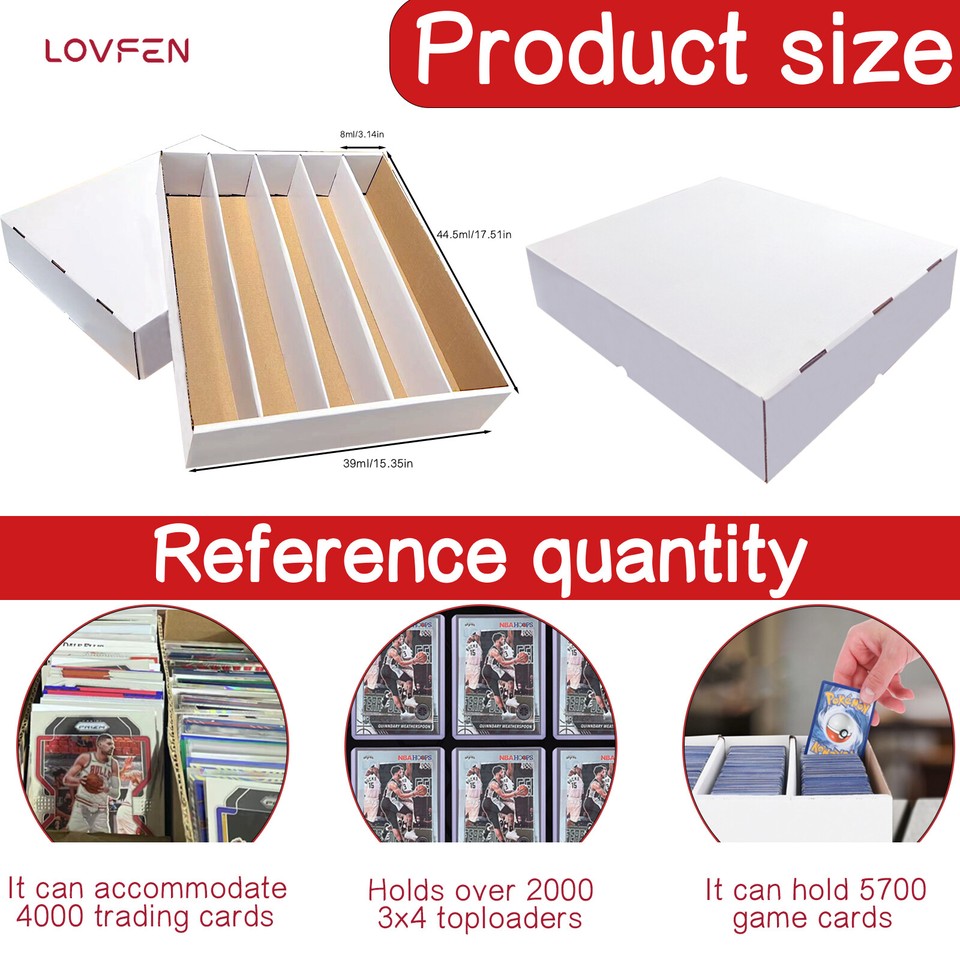 1-Pack 1600/3200/5000 Count Trading Cards Box Storage Full Lid | eBay