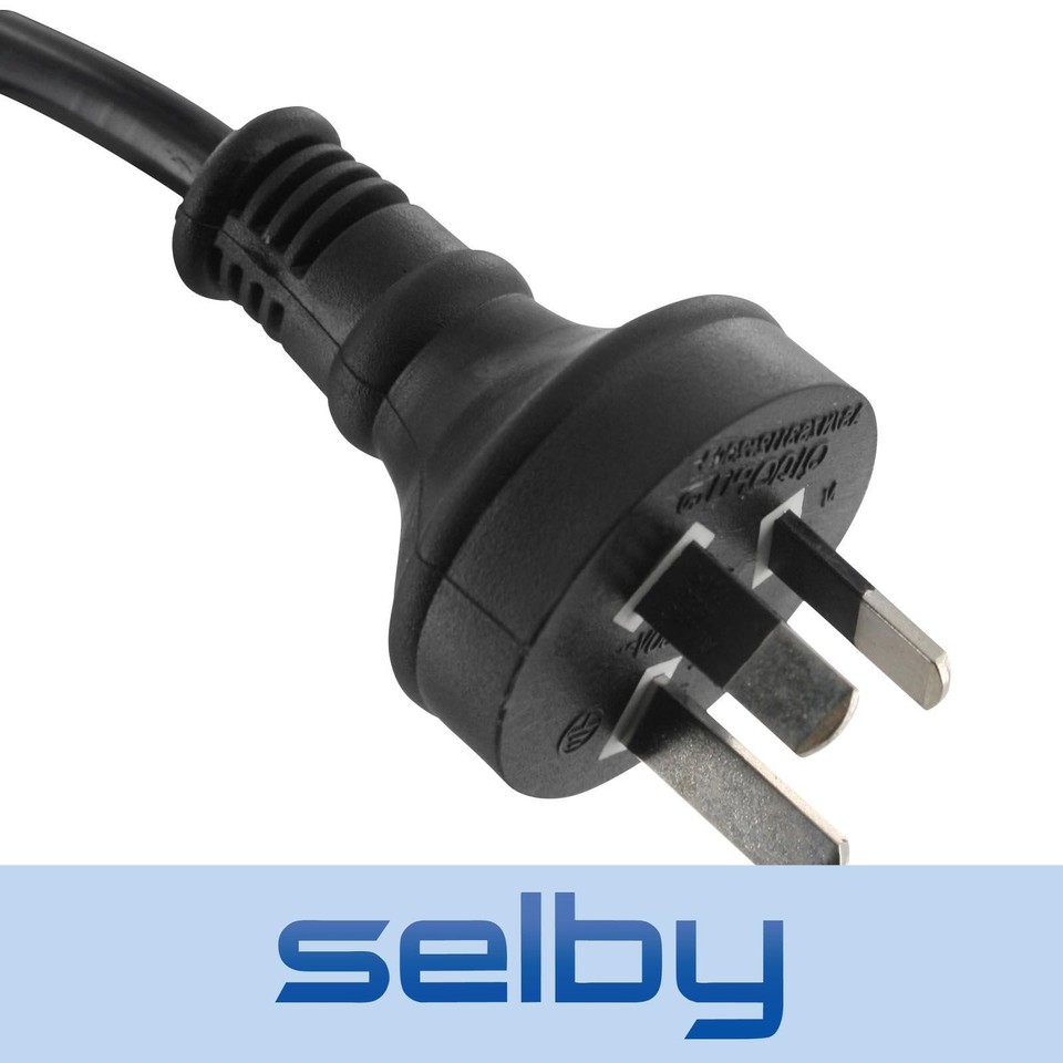 2m Mains Power Lead AU 3-Pin to 2 x "Kettle Plugs" Dual Cable Cord ...