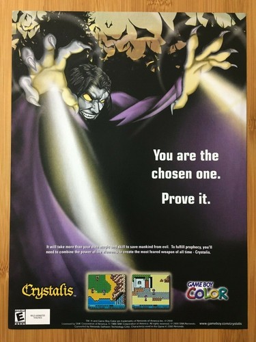 Crystalis Gameboy Color 2000 Vintage Poster Ad Print Art Official Promo ...