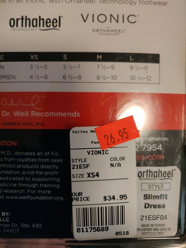 Orthaheel Slim Fit Insoles For Flat & Heeled Shoes Sz XS Womens 4.5-6 ...