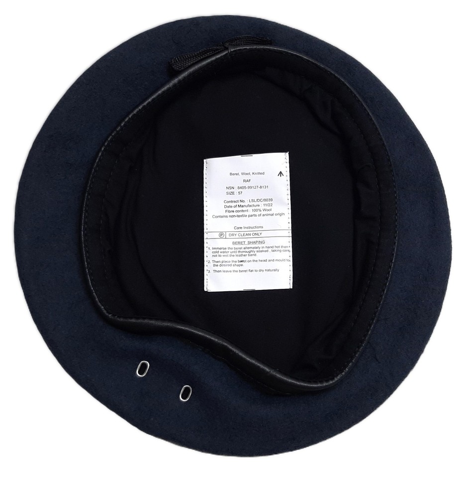 RAF Beret Cap British Air Force Uniform 100% Wool Blue Grey Size 57cm ...