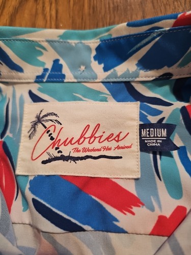 Chubbies Performance Polo Golf Stretch Shirt Floral Blue Mens Medium ...
