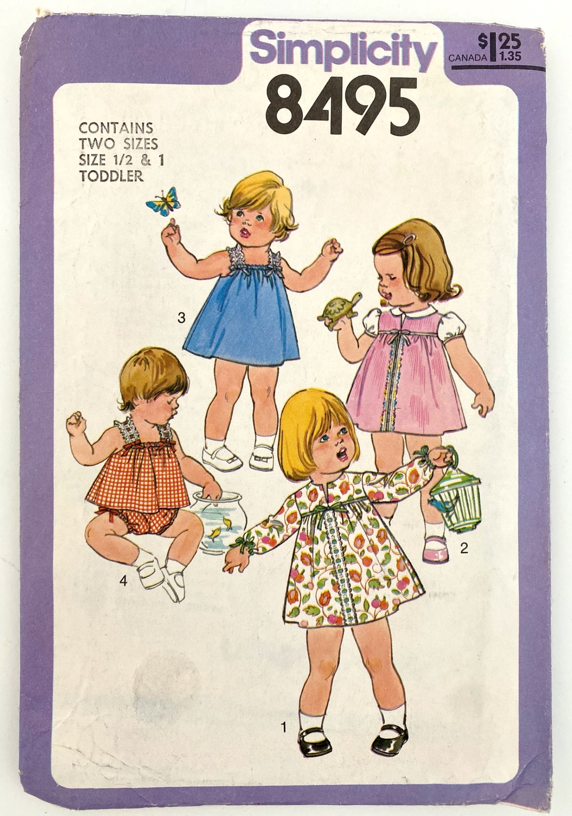 70’s Simplicity Pattern 8495 Baby Girls Dress Jumper Sundress Panties ...