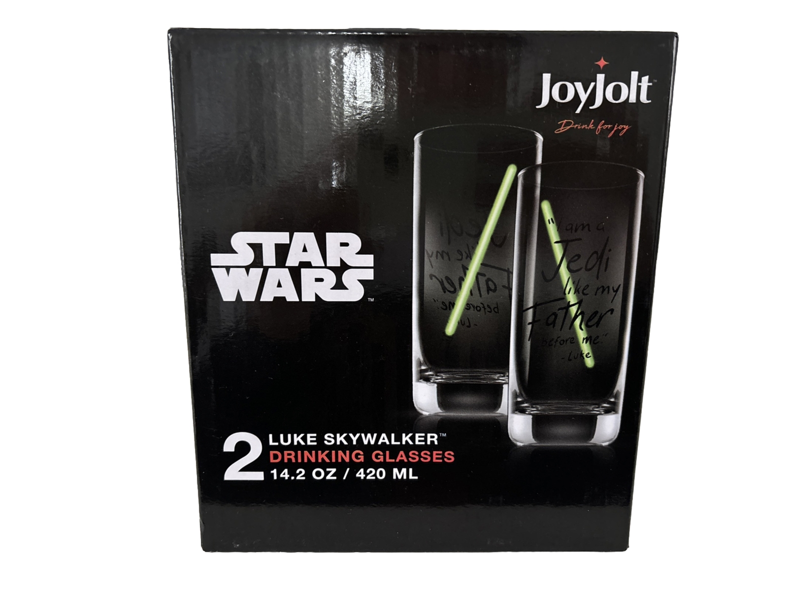 Joyjolt Star Wars Drinking Glasses 14.2oz Luke Skywalker Jedi Green ...