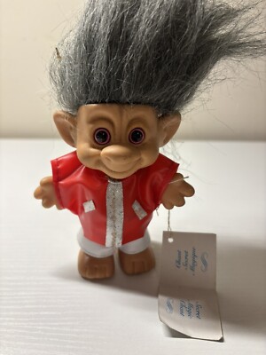 Troll doll Rain Outfit 5" Forest Vtg Made In China Red Outfit Gray Hair ...