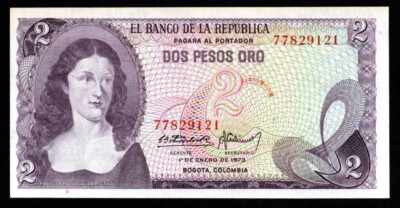 1973 COLUMBIA 2 PESOS ORO BANKNOTE CURRENCY - UNCIRCULATED | eBay