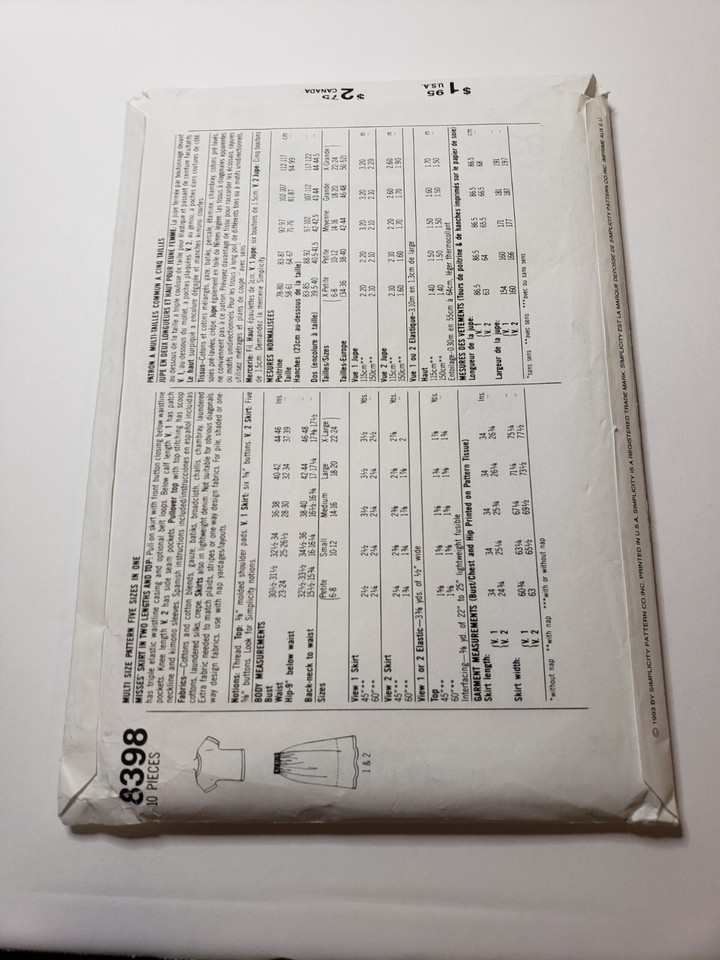 Simplicity 8398, Misses' Skirt, 2 lengths, Size , Pt-XL. New Uncut | eBay