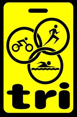 Safety Yellow Triathlon Icons Bag Tag - Free Personalization | eBay