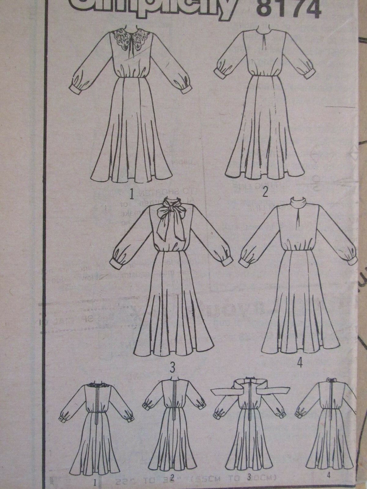 VTG 87 SIMPLICITY 8174 Misses/MP Flared Dress in 4 Versions PATTERN 14 ...